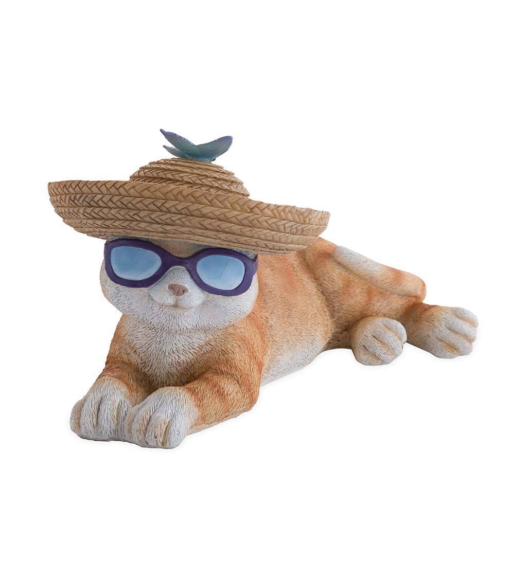 Wind & Weather Cat in Sunglasses and Sombrero Bird Feeder with Solar ...
