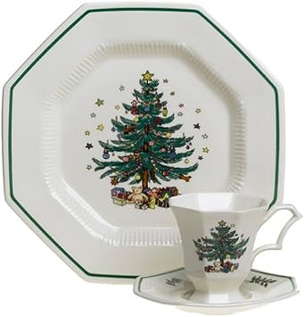 Amazon.com | Nikko Ceramics Christmastime 12-Piece Dinnerware Set ...