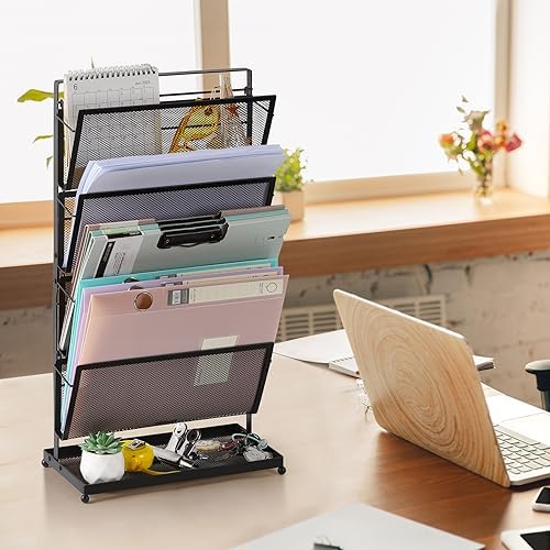Amazon.com : Desktop File Organizer 4-Tier Vertical File Folder ...