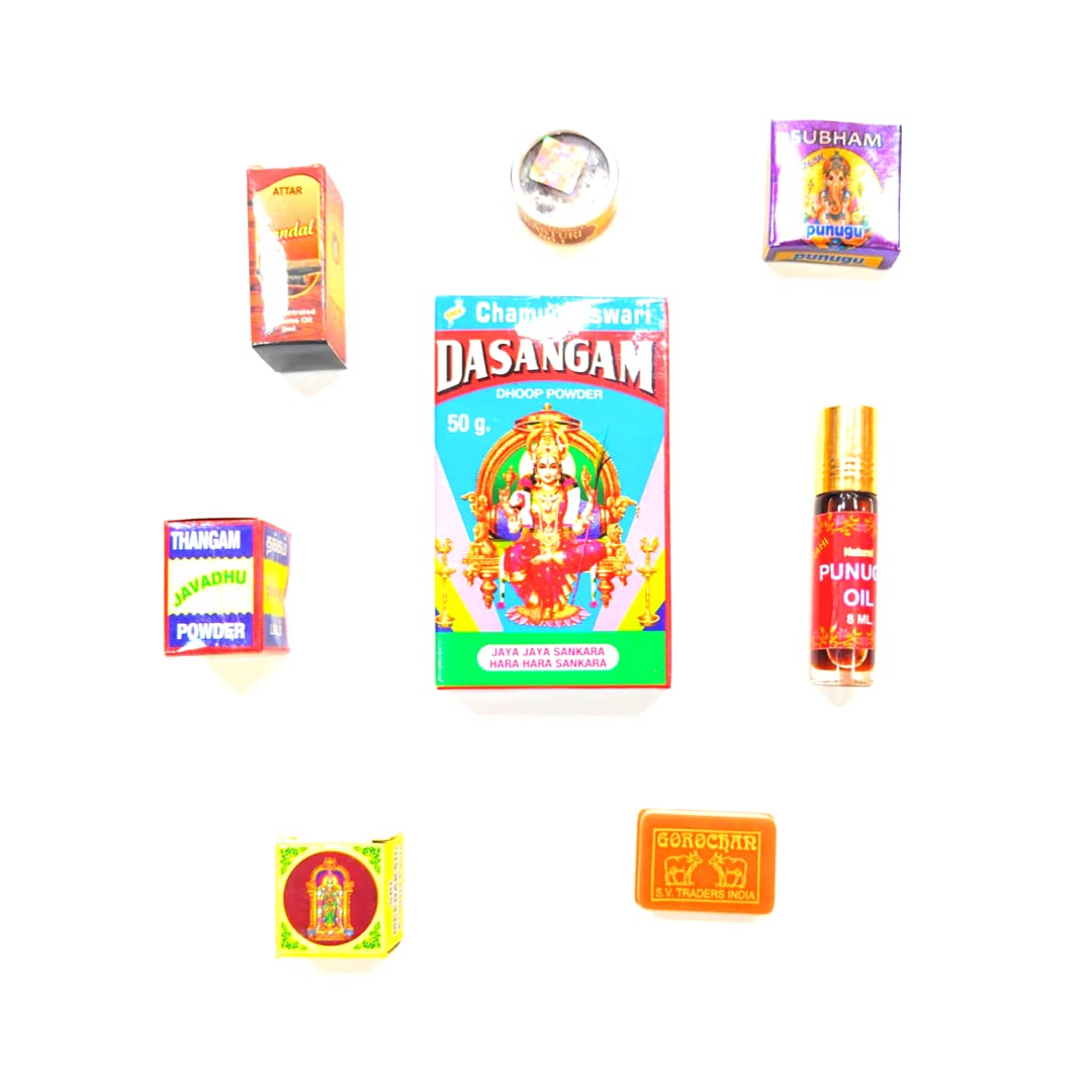 EpoojaCart - Sugandadravya Set- Pack of 8 Items- Kasthuri, Punugu ...