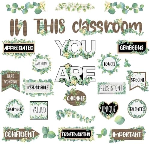 Amazon.com: VABAMNA Bulletin Board Decorations, Eucalyptus Classroom ...