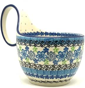 Amazon.com: Polish Pottery Loop Handle Bowl - Flower Works: Home & Kitchen