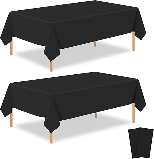 Amazon.com: PUSAEN 2 Pack Black Plastic Table Cloth Disposable ...