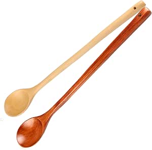 Amazon.com: Long Handle Wooden Spoons Cooking & Stirring 2 PCS Long ...