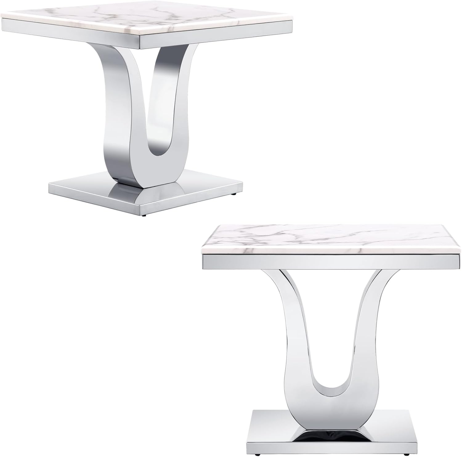 Amazon.com: Anewsun Silver End Table Set of 2, Modern Square Living ...