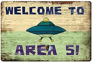Amazon.com: Buywell Metal Poster Plaque Welcome to Area 51 Metal Sign ...