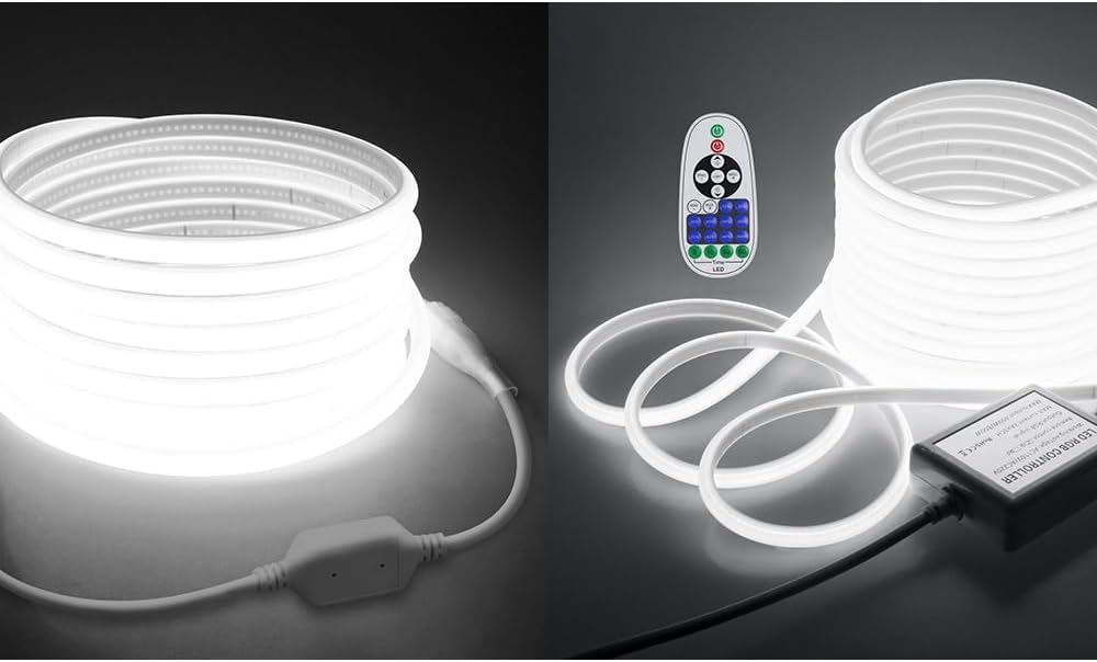 Amazon.com: Samsion Neon Rope Lights Daylight White 16.4FT Flexible ...