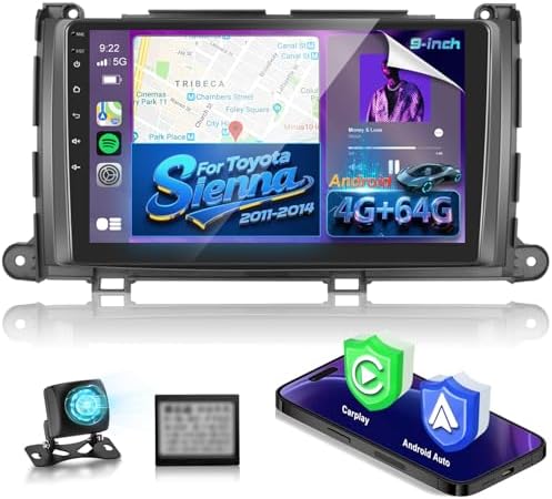 [4+64] Volxcereo Car Radio for Toyota Sienna 2011 2012 2013 2014, 9 ...