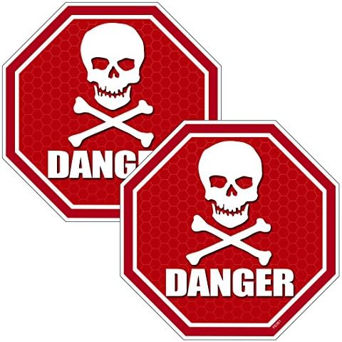 Amazon.com - Sign Danger Toxic Skull Circle Orange 4x4 inches Sticker ...