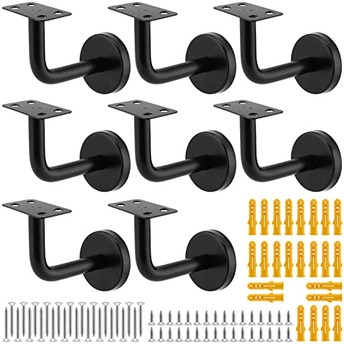 MUKLEI 8 Pack 60 x 80 mm Black Handrail Brackets, Stainless Steel ...