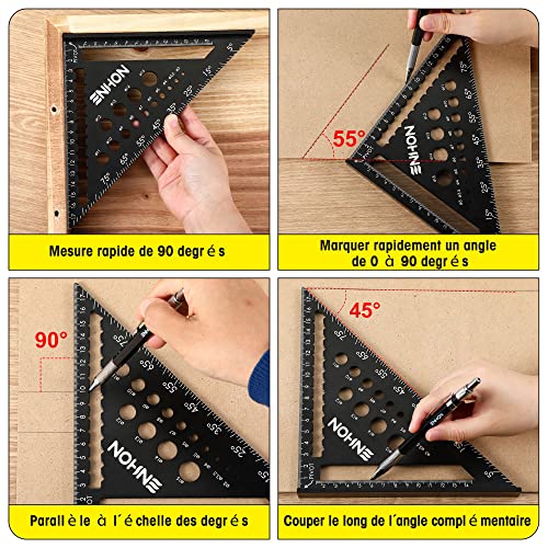 Equerre Menuisier, Équerre Charpentier Multifonction 180 mm [Crayon ...