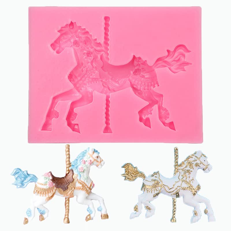 Amazon.com: Guratapa 3D Carousel Horse Silicone Molds for Fondant Candy ...