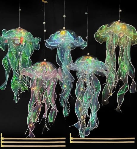 Amazon.com: Rossesay 8 Pcs Colorful Jelly Fish Light Lamp Hanging ...