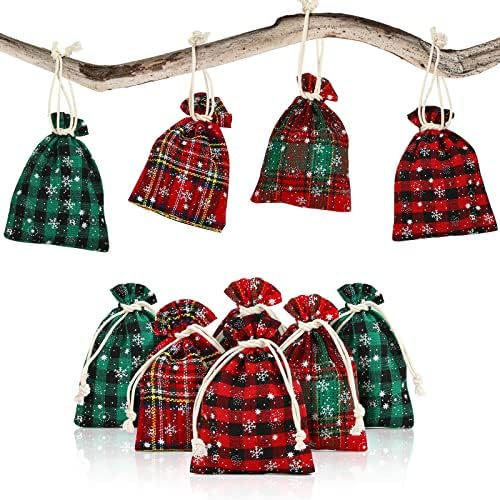 Amazon.com: 24 Pcs Small Christmas Bags with Drawstring Cute Satin Xmas ...