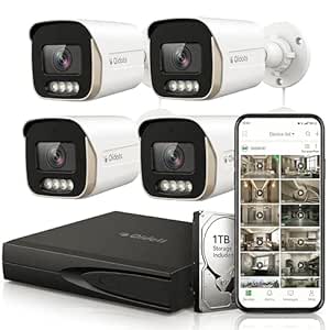 4 Channel CCTV Combo Set 4K 8 MP IP Bullet Cameras with 4 Channel NVR 4 ...