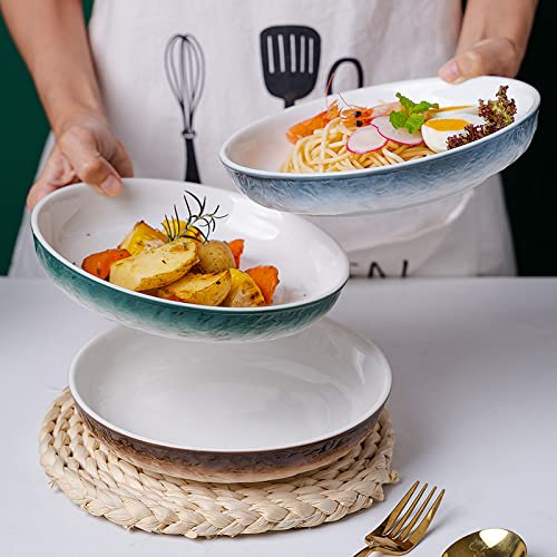 Buy Lemon Tree Ceramic Platter for Dinner Serving Set for Kitchen (Color:-Green) Online at Low ...