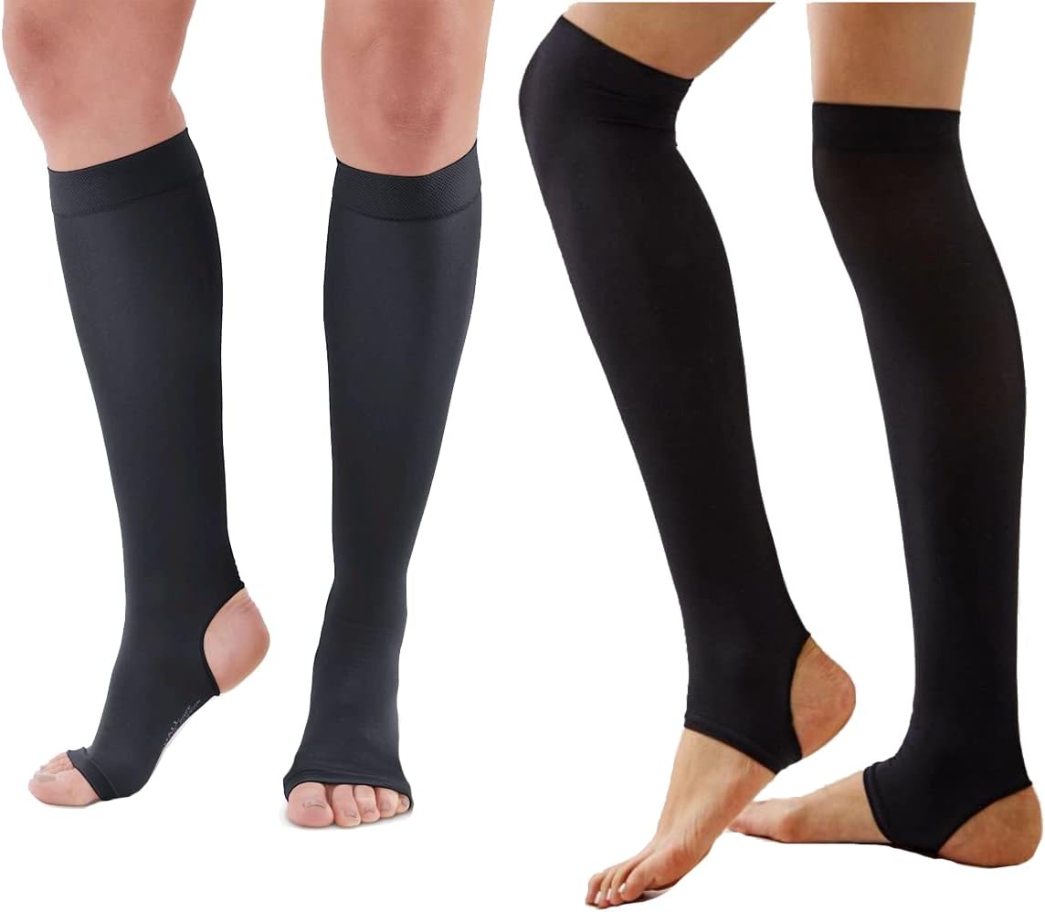 Amazon.com: Open Toe and Open Heel compression Socks Premium Calf ...