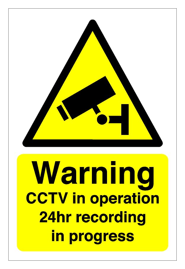 Warning CCTV in operation 24hr recording in progress Safety sign - PVC ...