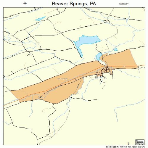 Amazon.com: Large Street & Road Map of Beaver Springs, Pennsylvania PA ...