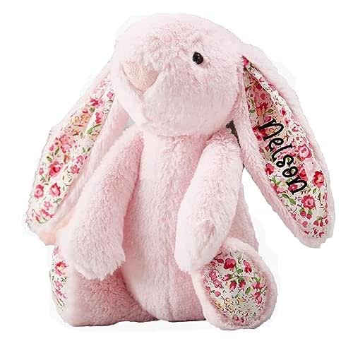 Amazon.com: Personalized Small Flower Plush Bunny Toy with Custom Name ...