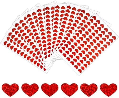 Amazon.com: Heart Stickers, Red Heart Sticker, Glitter Small Mini Heart ...