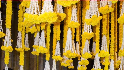 Buy The Decor Affair Artificial Marigold Gajara Jasmine Garlands For ...