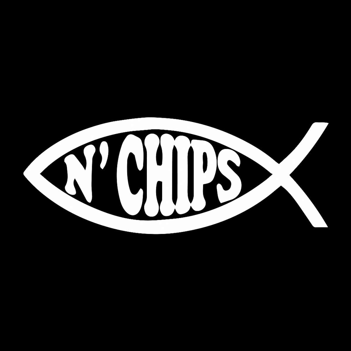 Amazon.com: EvolveFISH Fish n' Chips Weatherproof Vinyl Decal - [White ...