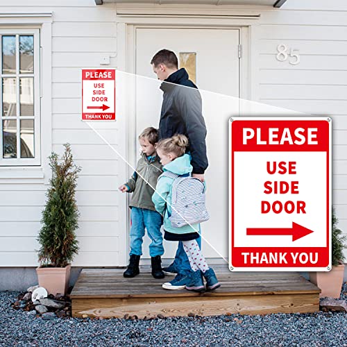 Please Use Side Door Sign Aluminum 12×8 Inch Right Arrow Metal ...