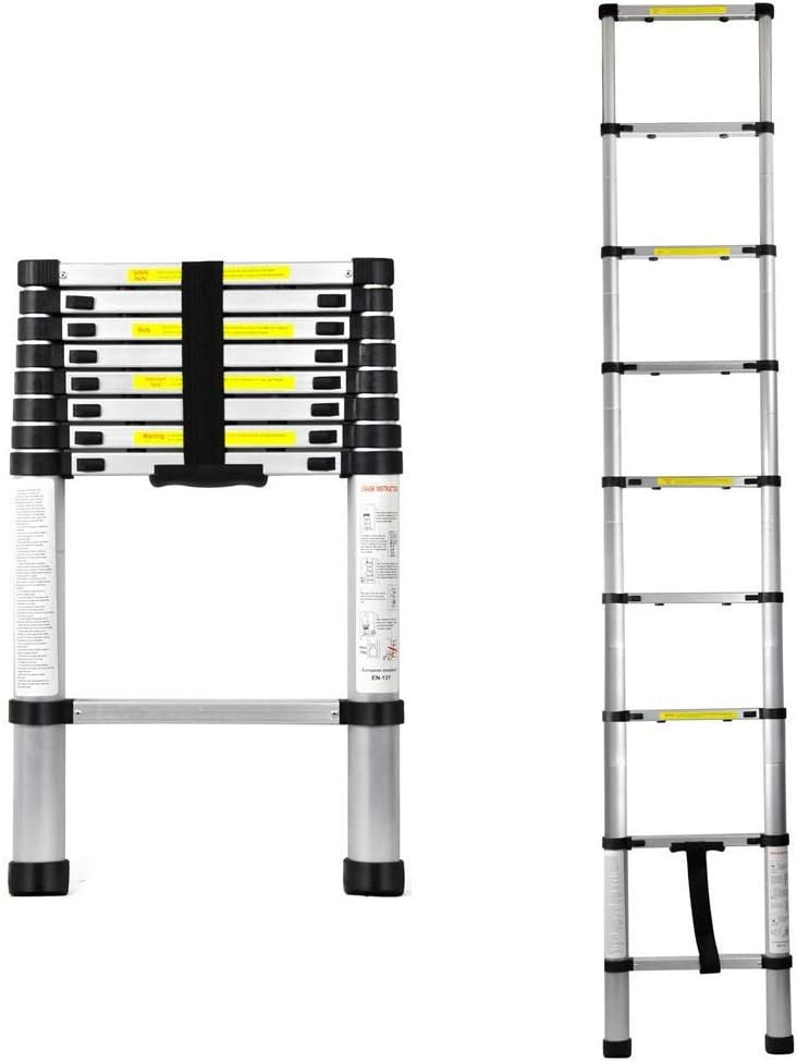 UTTAM Stainless Steel Telescopic Ladder: Extendable, Portable, Sturdy ...
