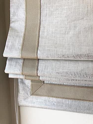 Amazon.com: Linen Roman Shade, Shimmer Silver Medal with trim Heart ...