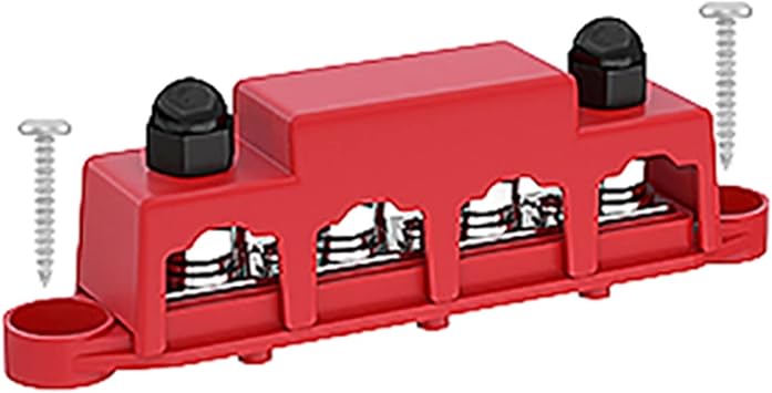 12V Power Distribution Block 250A Bus Bar Terminal Block with Cover 4 x ...