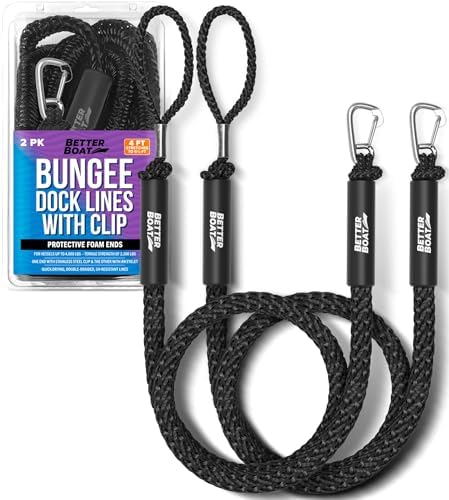 Amazon.com: Bungee Cord Dock Line with Stainless Steel Clip Boat Rope ...