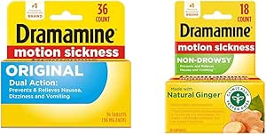Amazon.com: Dramamine Original, Motion Sickness Relief, 36 Count & Non ...