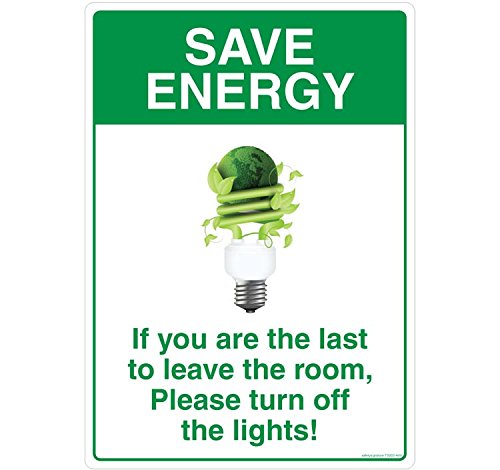 Safety Sign Store Save Energy. Turn Off Lights, Material: 3M Self ...