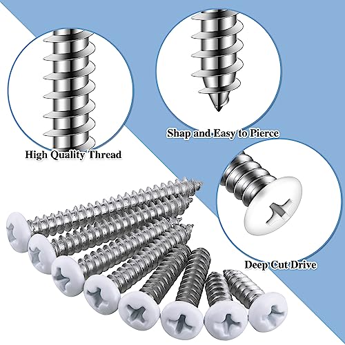 Snapklik.com : 200 Pcs #8 White Pan Head Screw White Sheet Metal Screw ...