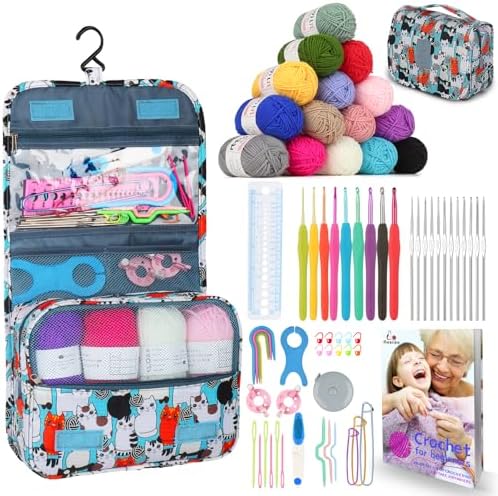Amazon.com: Aeelike Crochet Kit with Bag for Travel, Easy Learn to ...