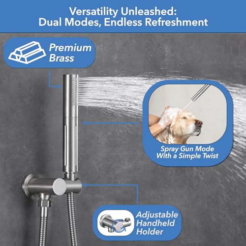 Snapklik.com : VANFOXLE Shower Faucet Set Brushed Nickel Temperature Shower System, Push Button ...
