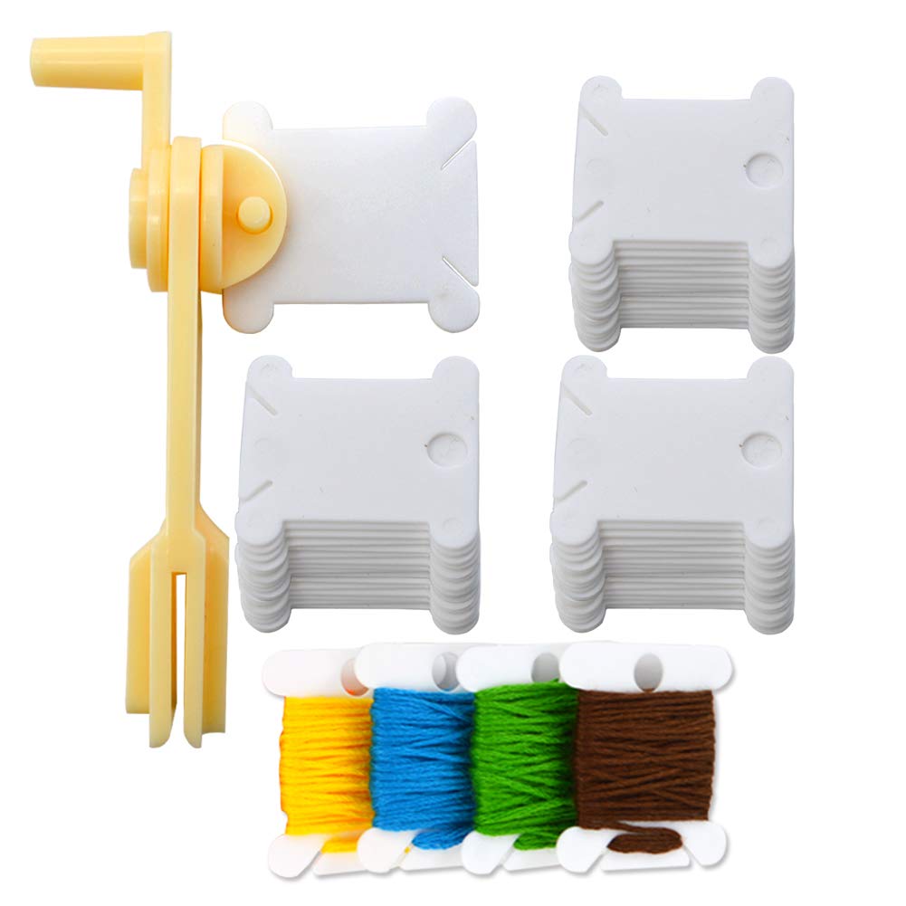 240 Pcs Plastic Floss Bobbins and 1 Pcs Floss Winder for Embroidery ...