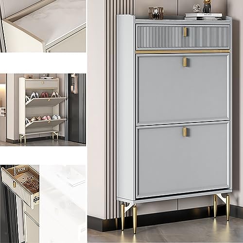Slim Shoe Cabinet nizer for Entryway Storage with Flip Drawers Blue ...