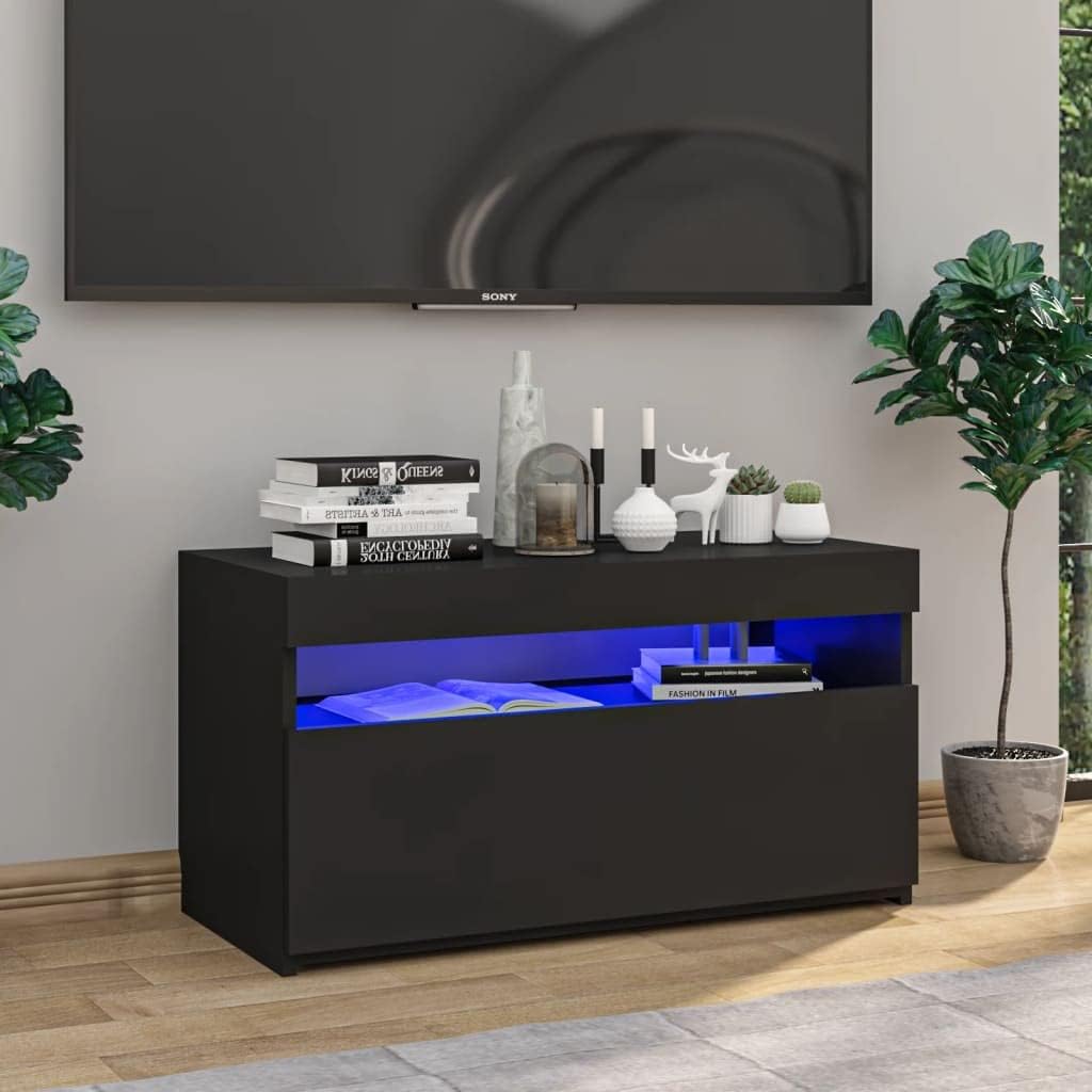 Homvdxl LED TV Stand Cabinet, 75cm Small TV Unit Under TV Cabinet with ...