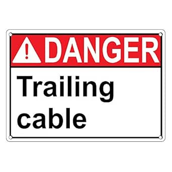 Weatherproof Plastic ANSI Danger Trailing Cable Sign with English Text ...