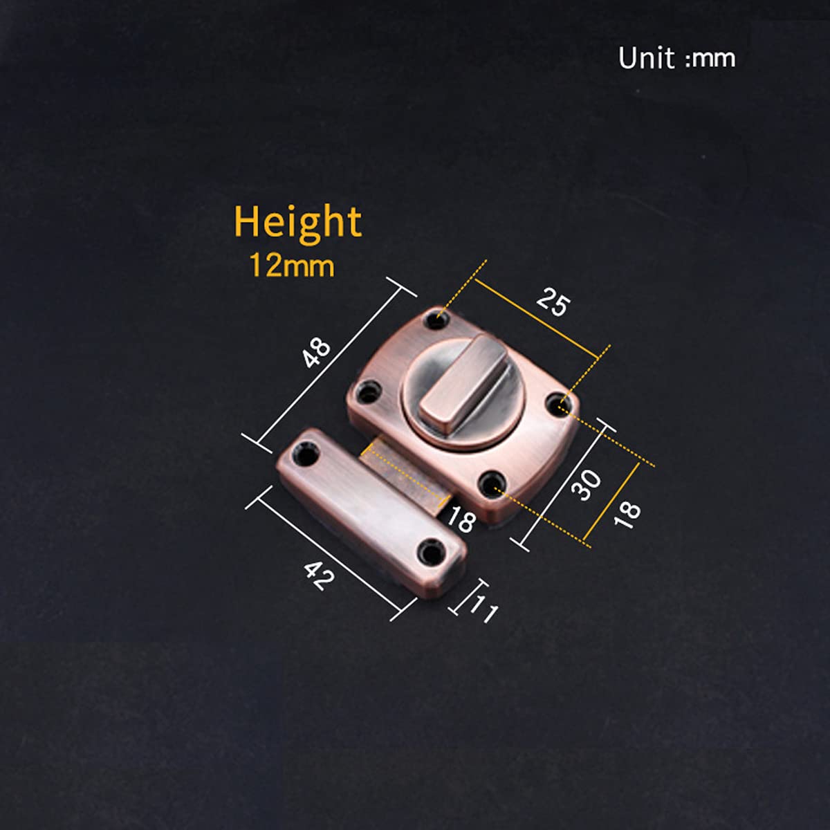 Zinc Alloy Latch Rotate Bolt, Red Copper Security Slide Lock Latch Bolt ...