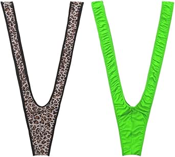 FUIPVGI 2 Pieces Borat Mankini Men's High Cut Briefs Swimsuit Thong ...