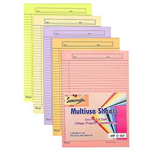 Buy SNOW CRAFTS A4 Size Both Side Ruled Colour Premium Neon Sheets for ...