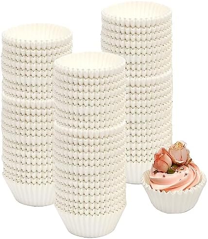 Amazon.com: 600 Pcs Mini Cupcake Liners Baking Cups White Muffin ...