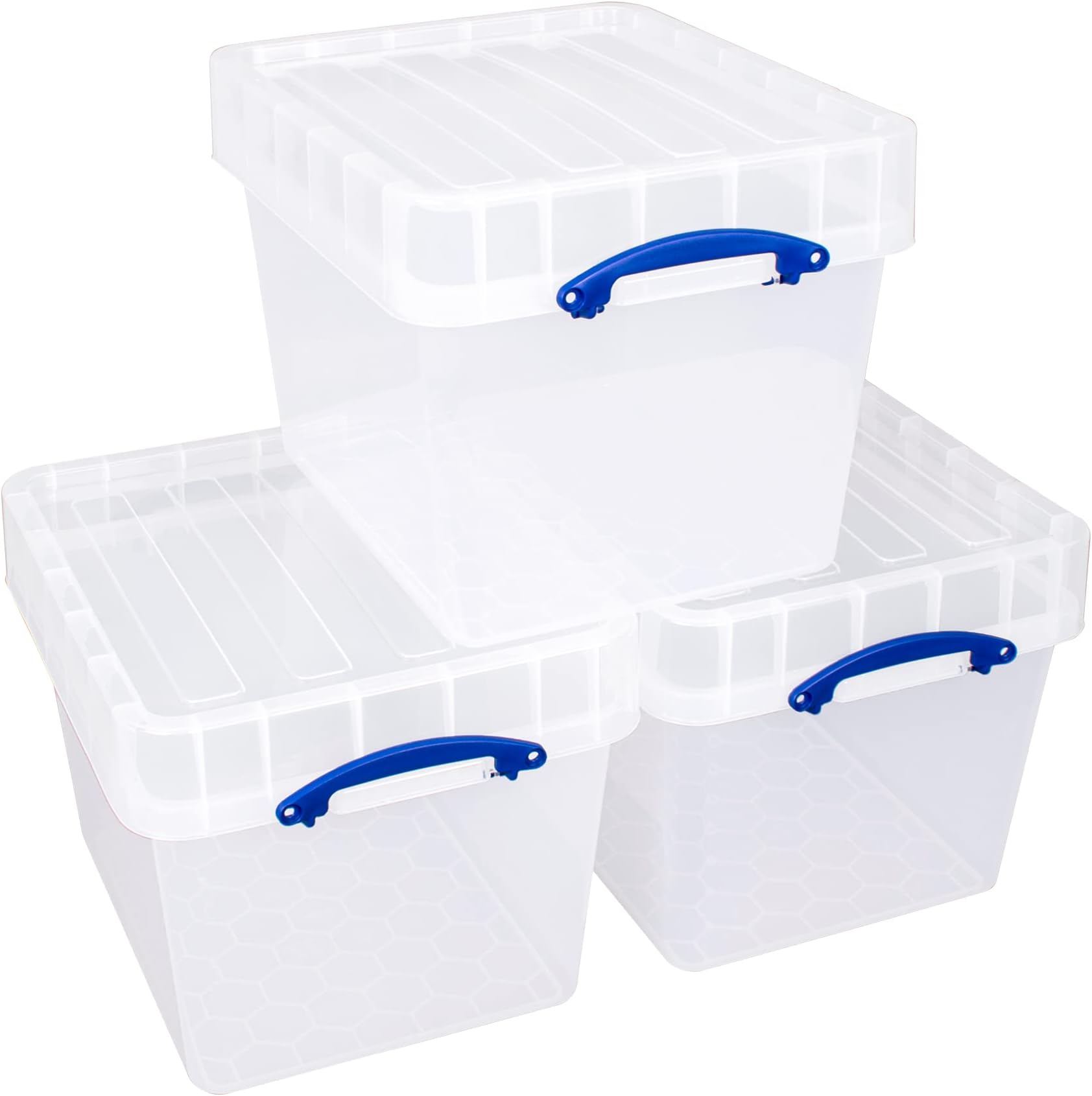 Really Useful Plastic Storage Box 60 Litre with XL Lid Clear (Pack of 3 ...