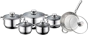 Amazon.com: ROYALTY LINE, Set of 12 Stainless Steel Cookware Frying Pan ...