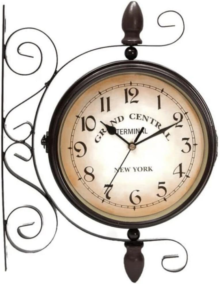 Amazon.com: KiaoTime Vintage Double Sided Wall Clock, Iron Metal ...