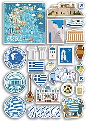 A4 Sticker Sheet Greece Landmarks Vinyl Stickers - Greek Athens City ...