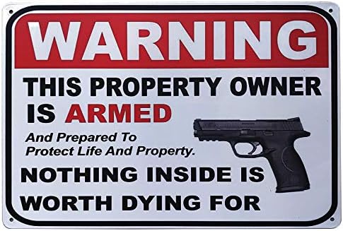 Amazon.com : FSTIKO Gun Sign The Owner of This Property is Armed Sign ...